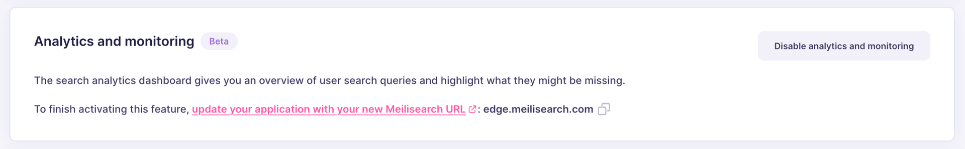 Deactivate Search Analytics And Monitoring