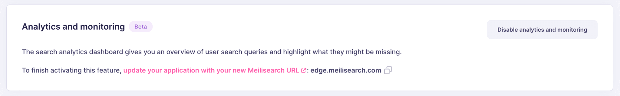 Deactivate Search Analytics And Monitoring