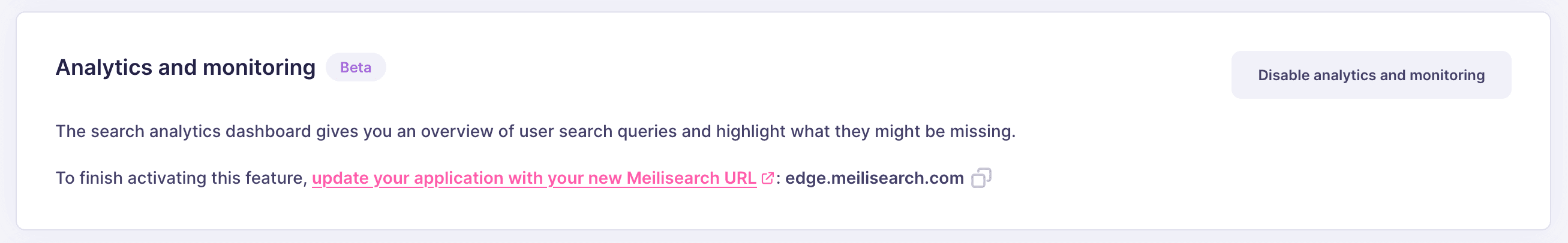 Deactivate Search Analytics And Monitoring